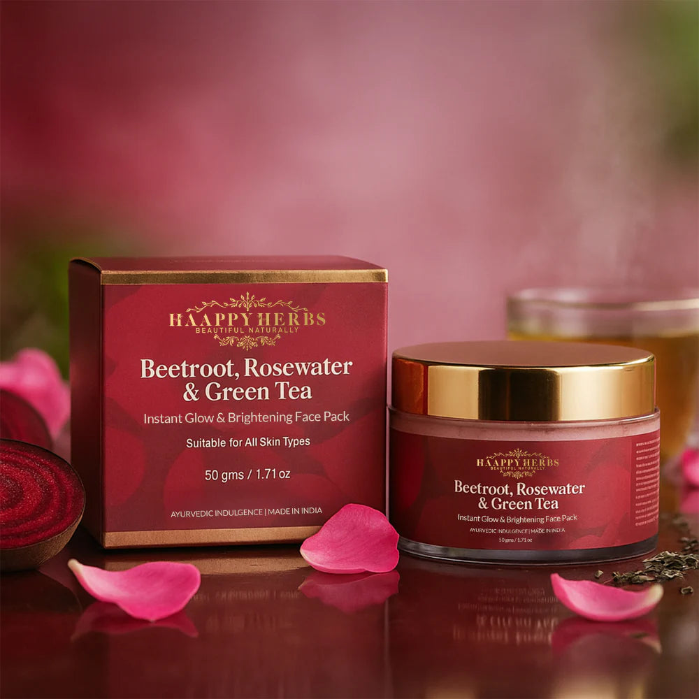 BEETROOT, ROSEWATER & GREEN TEA - INTENSE GLOW & BRIGHTENING FACE PACK ...